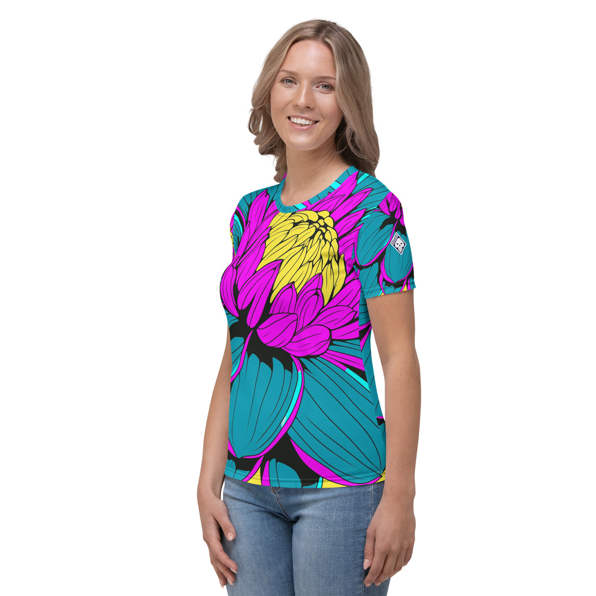 Unleash Your Inner Pop Art Fan with Women's Dahlia Print BJJ Short Sle ...