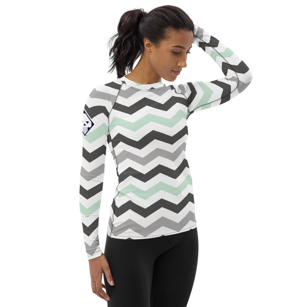Women's Jade Zig Zag Rash Guard - Long Sleeve No Gi BJJ Compression Ra ...